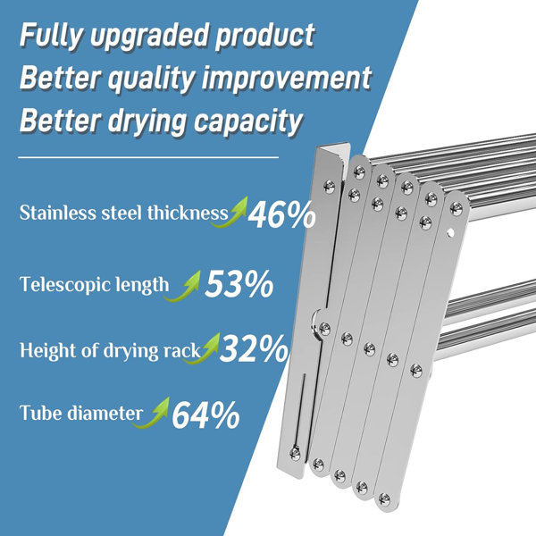 Hoomic Silver Foldable Wall-Mounted Drying Rack | Wayfair