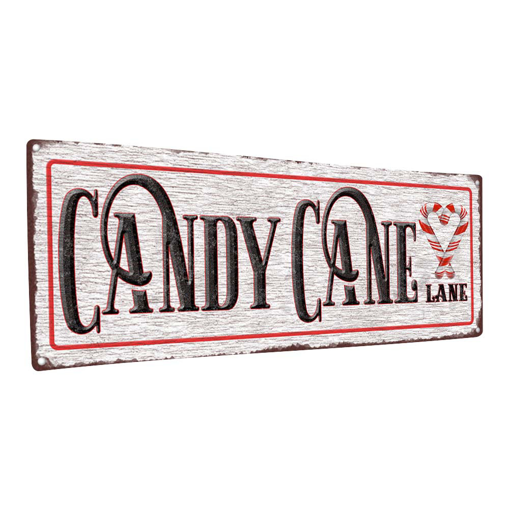 The Holiday Aisle® Candy Cane Lane Metal Sign | Wayfair
