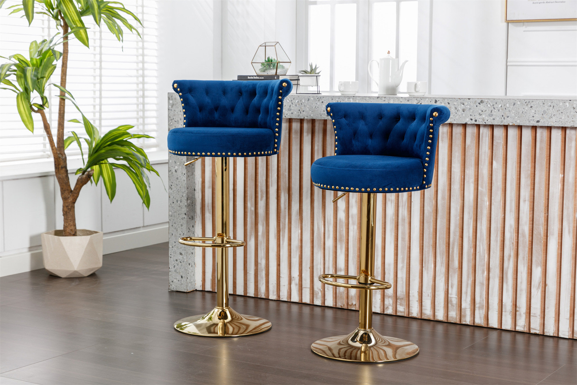 Mercer41 UNITED WE WIN Velvet 360 ° Rotating Bar Chair (No Including ...