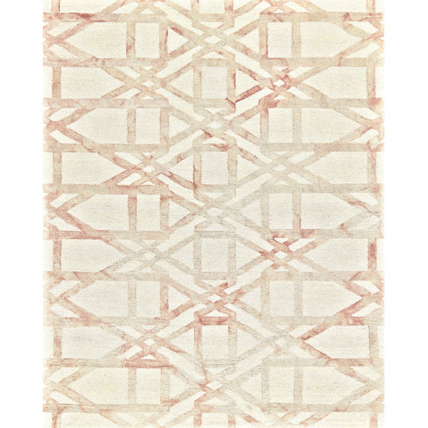Dakota Fields Abstract Handmade Tufted Wool Blush Pink Area Rug ...