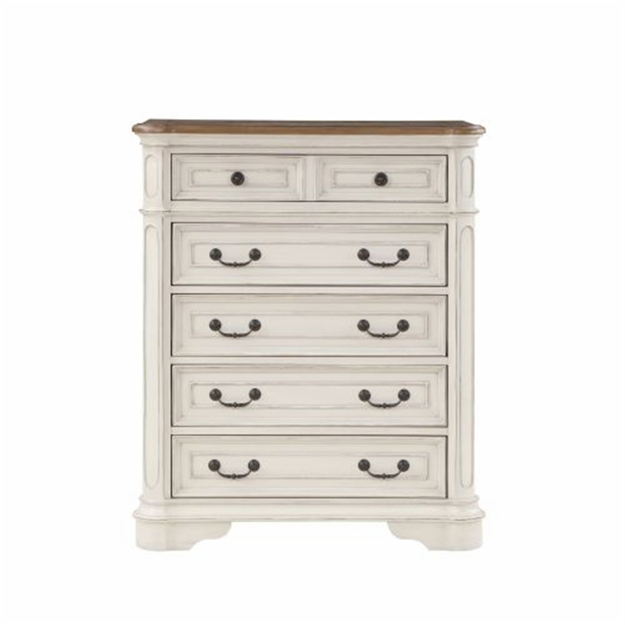 One Allium Way® Florian 5-drawer Chest in Oak and Antique White | Wayfair
