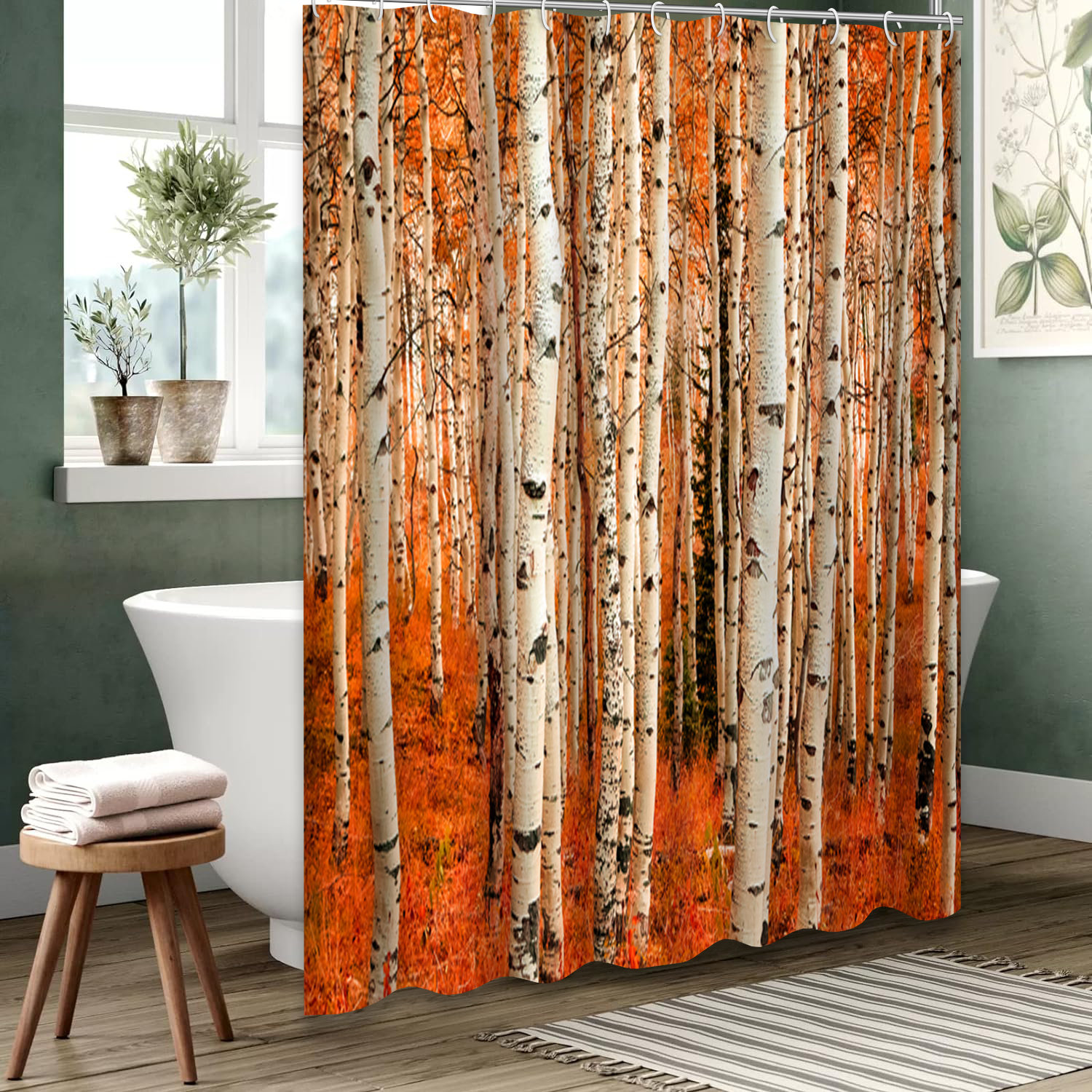 East Urban Home Utah Aspen Shower Curtain with 12 Hooks - Golden Fall ...