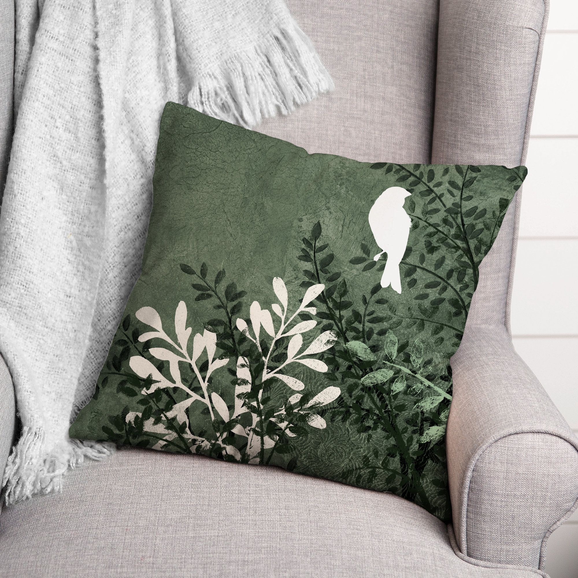 Designs Direct Creative Group Bird on Branch Outdoor Square Pillow ...
