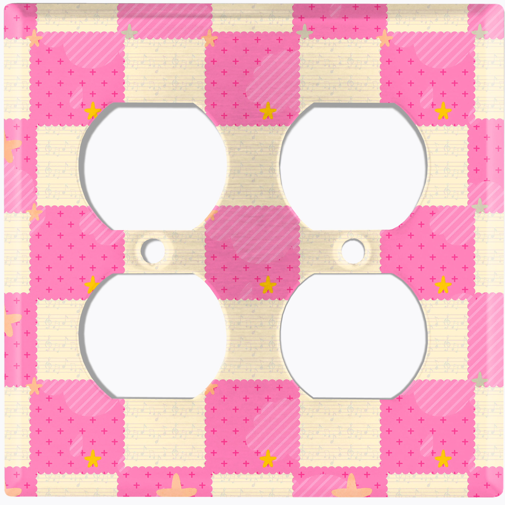 WorldAcc Pink White Toy Chest 2 Gang Duplex Outlet Wall Plate | Wayfair