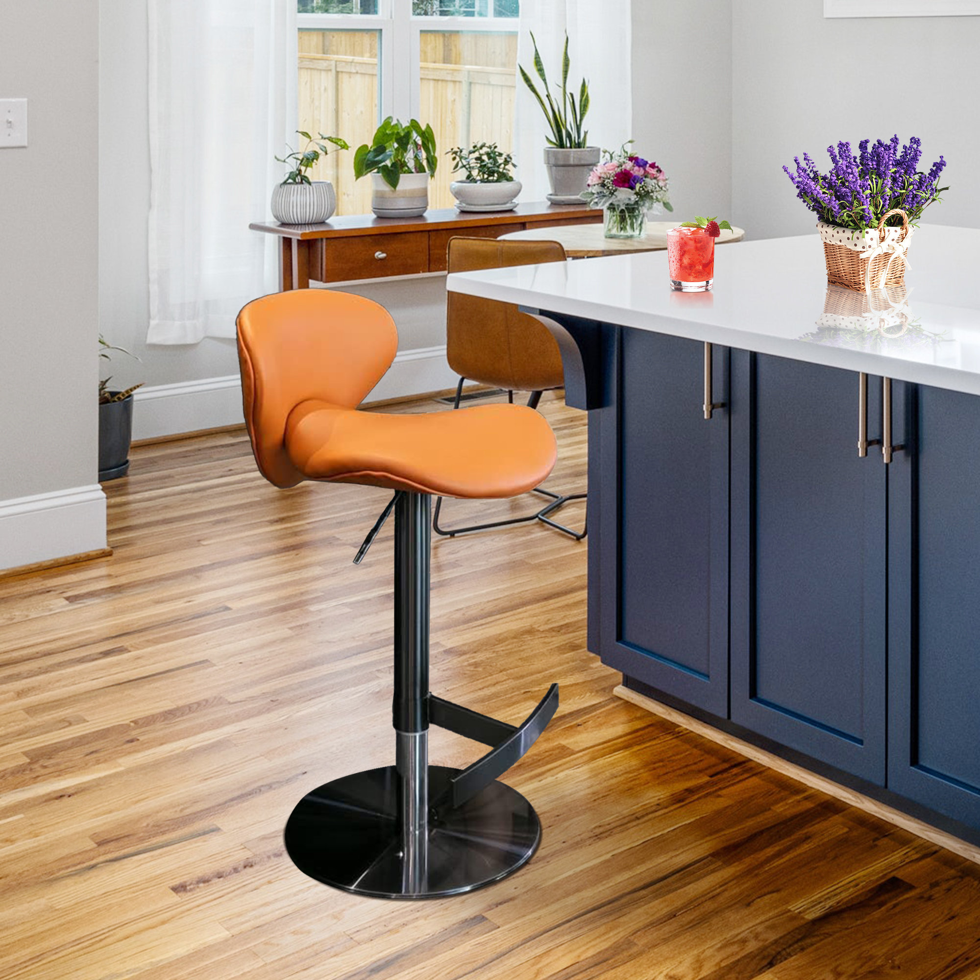 Orren Ellis Adjustable Height Swivel Titanium Stainless Steel Bar ...