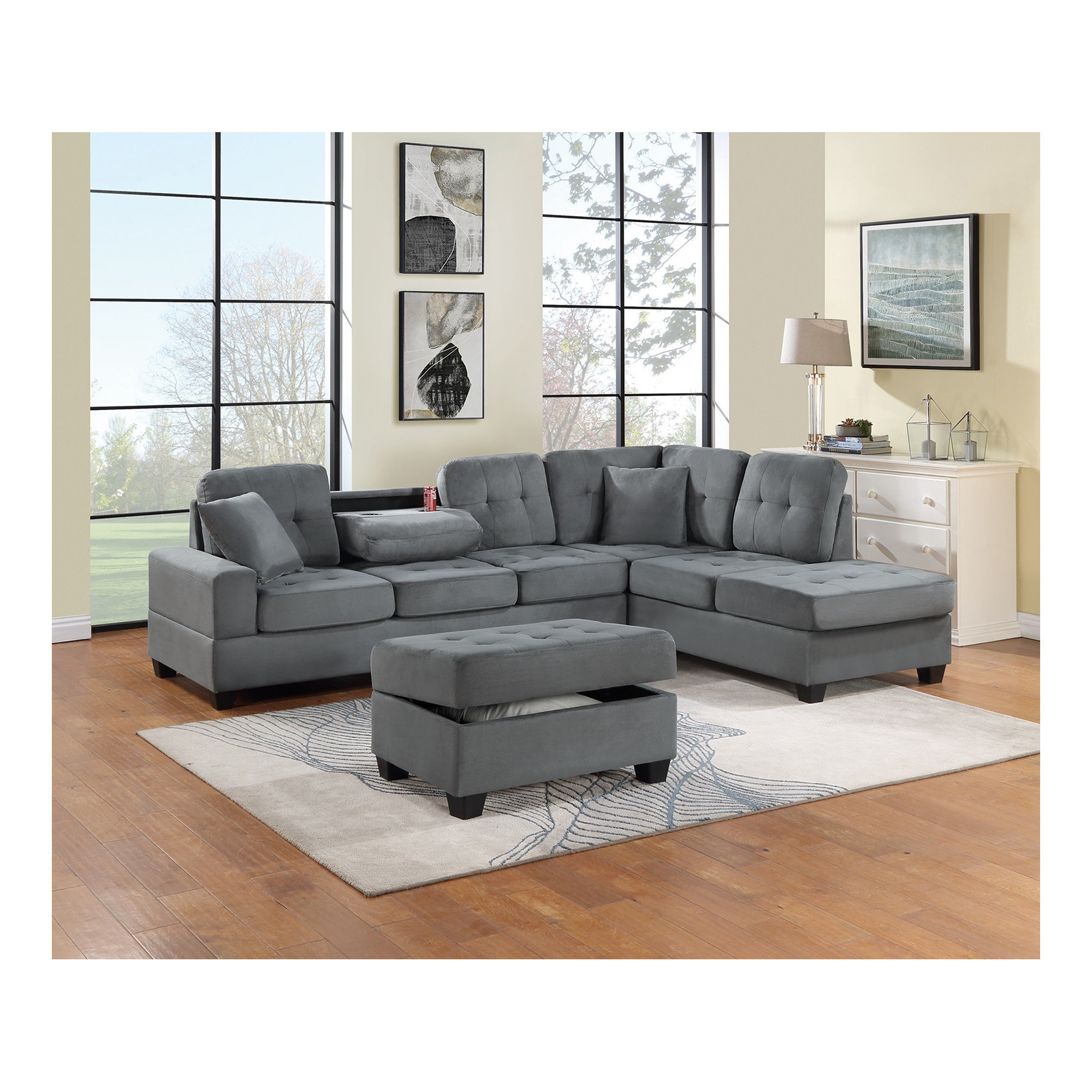 Latitude Run® 2pc Sofa Set Sofa And Loveseat Contemporary Living Room ...
