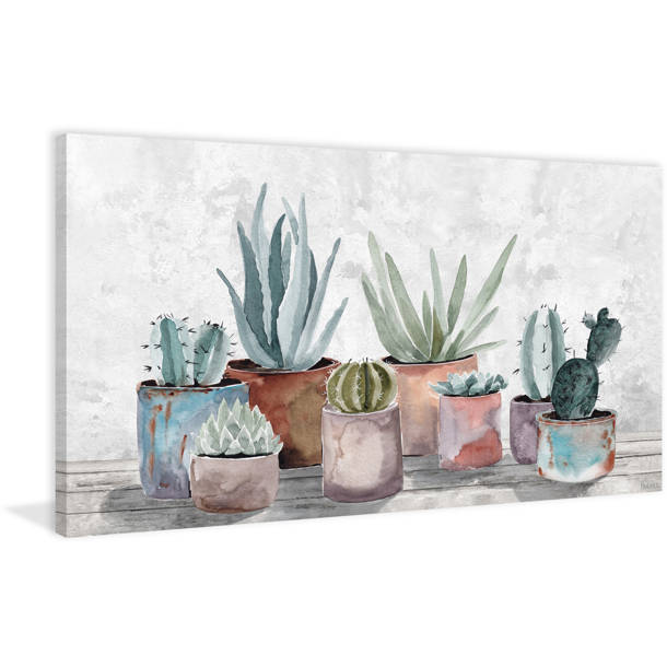 Union Rustic 'Succulents in Pots' - Wrapped Canvas Painting Print | Wayfair
