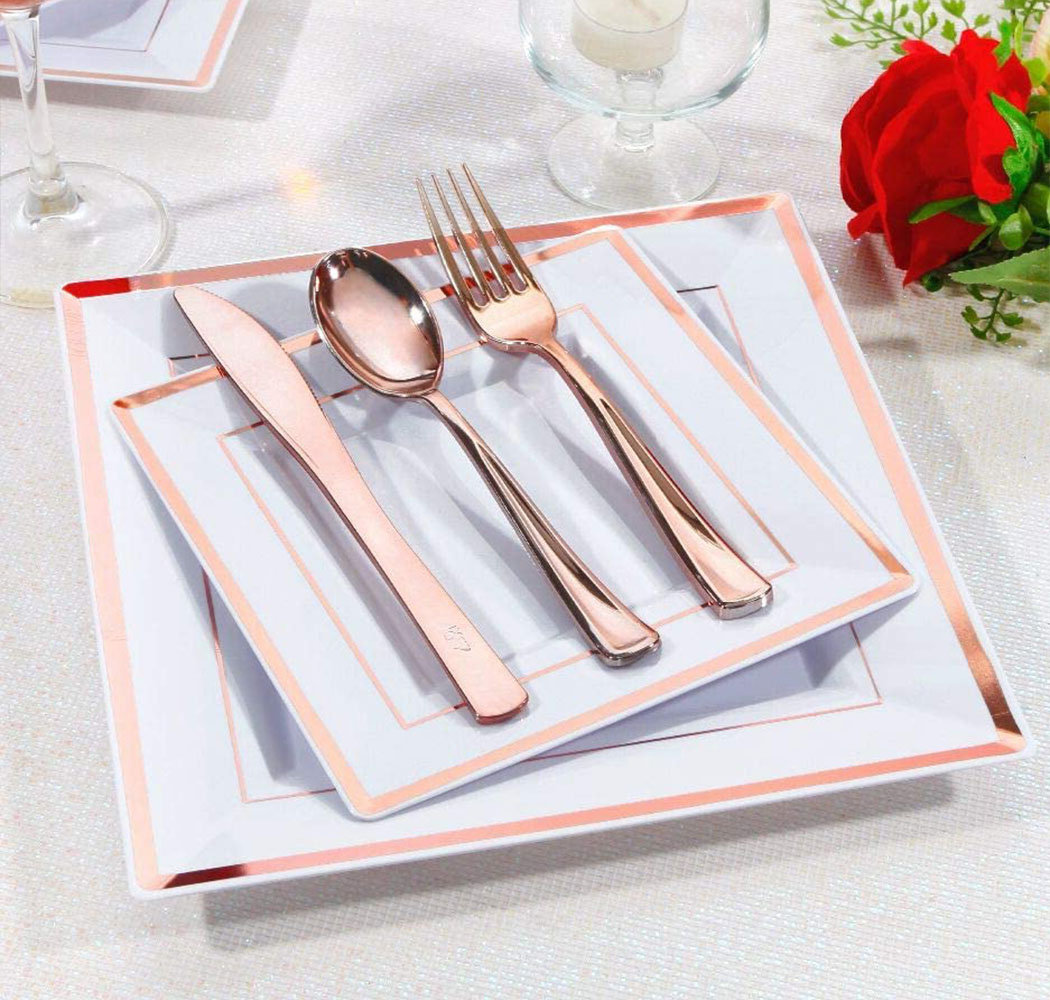 OPTERWQ Disposable Plastic Flatware Set for 25 Guests | Wayfair