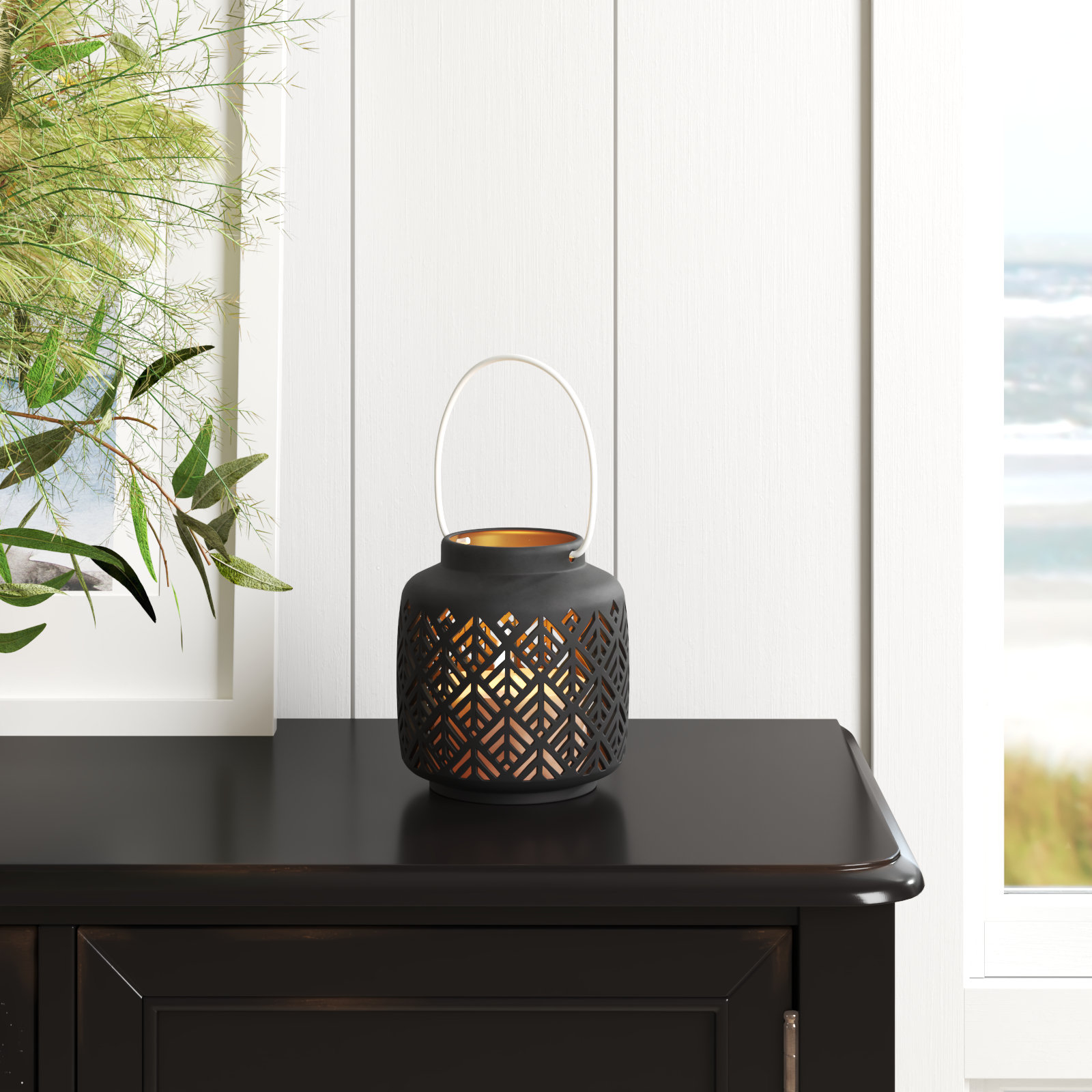 Sand & Stable™ 10" Ceramic Tabletop Lantern | Wayfair