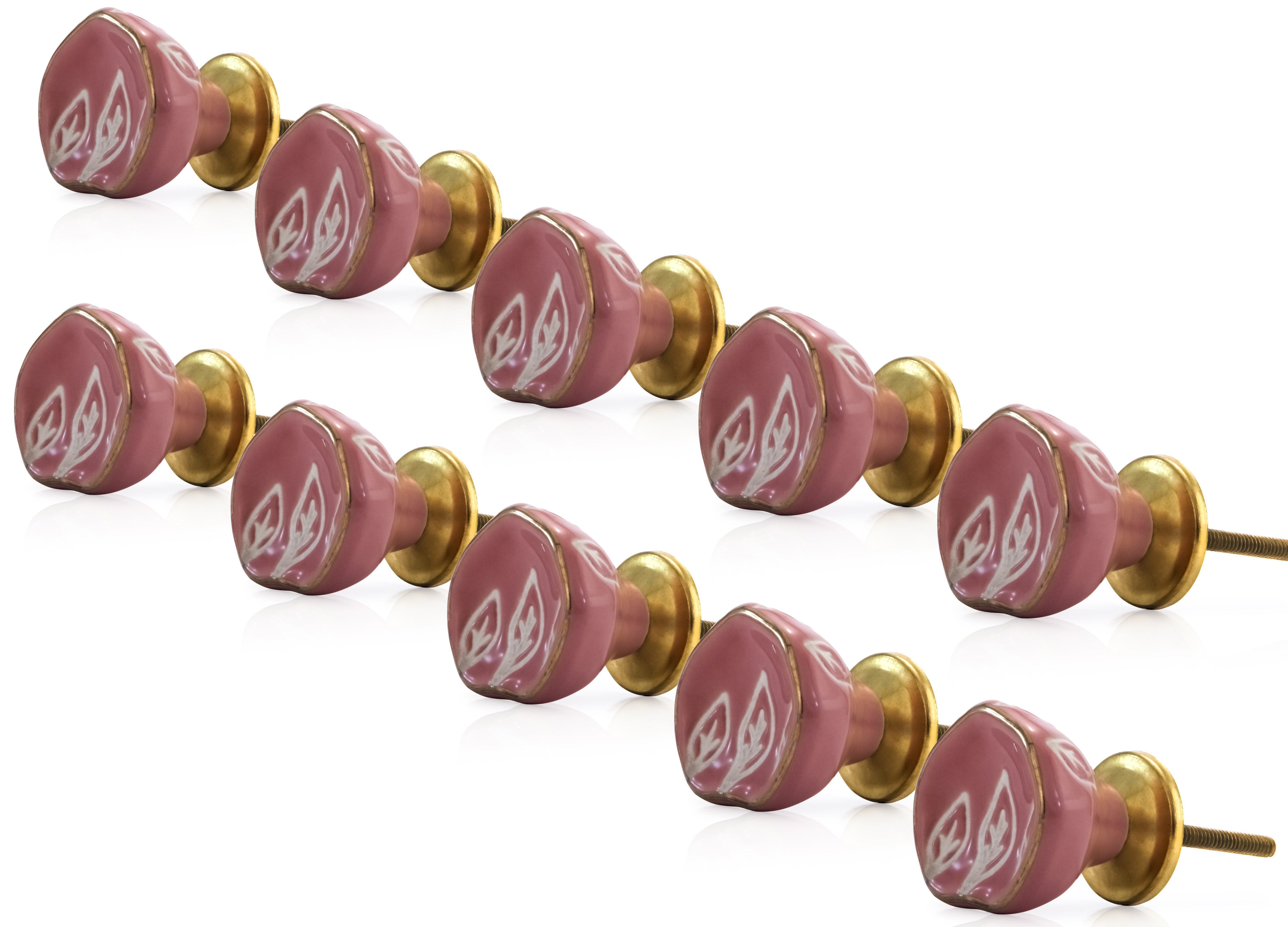 Mascot Hardware Tropical Leaves 1-2/3 In. Pink Cabinet Knobs Drawer ...