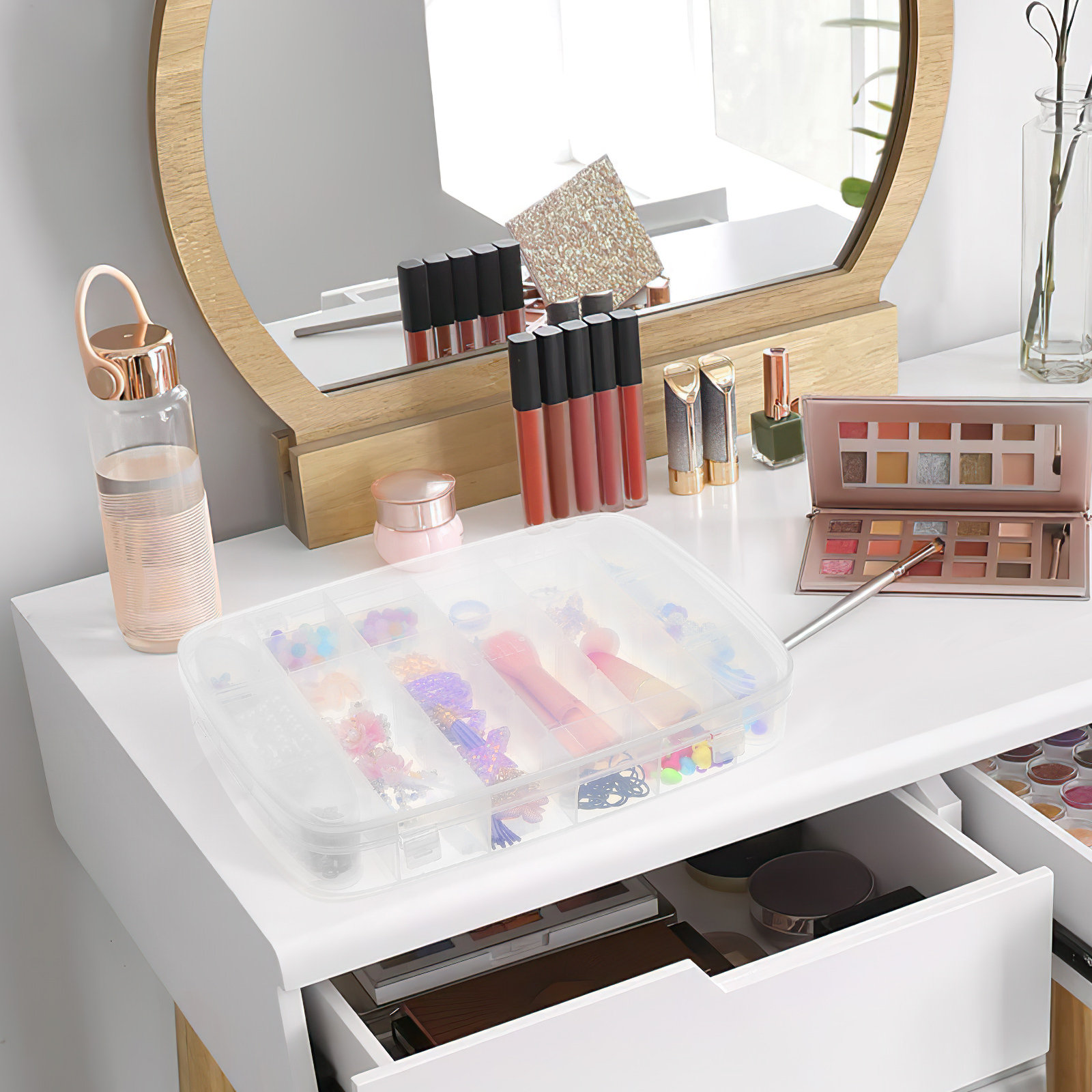 Rebrilliant 30-Grid Clear Plastic Adjustable Jewelry Organizer Box ...