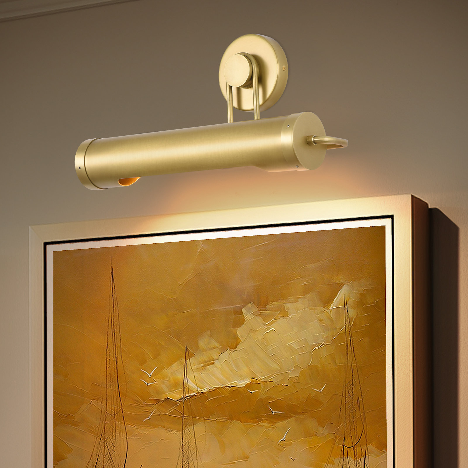 Mercer41 18" Dimmable Brass 360° Rotatable Wall Sconce Picture Light ...