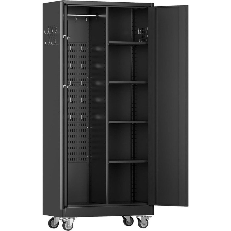 Hokku Designs Garage Storage Cabinet with Wheels, with Lockable Doors ...