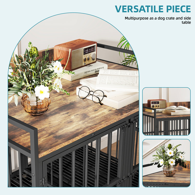 Archie & Oscar™ Double Heavyd-Duty Dog Crate With Feeding Bowl, Mat ...