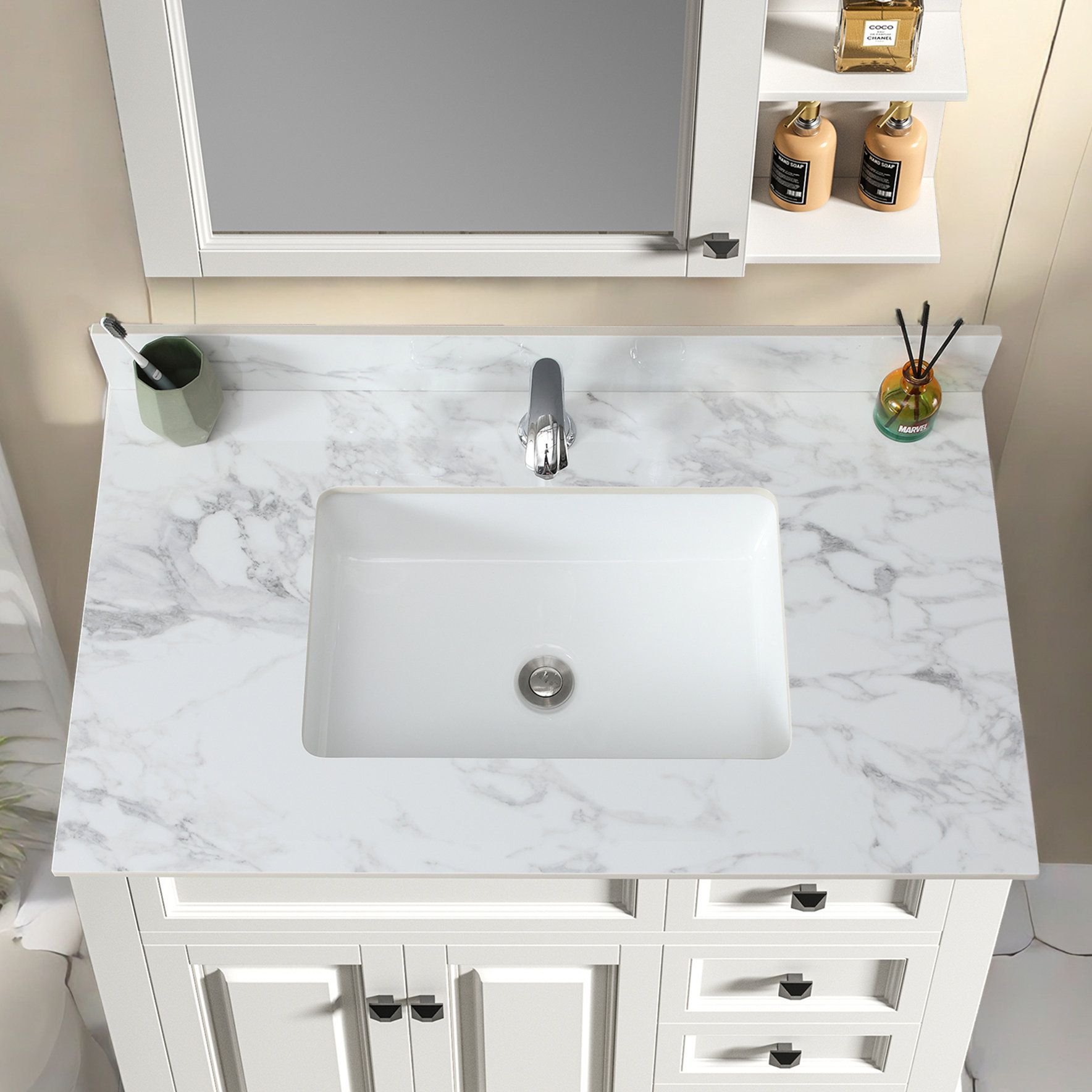 Modern Luxe Furniture 37" Rectangular Single Bathroom Vanity Top With ...