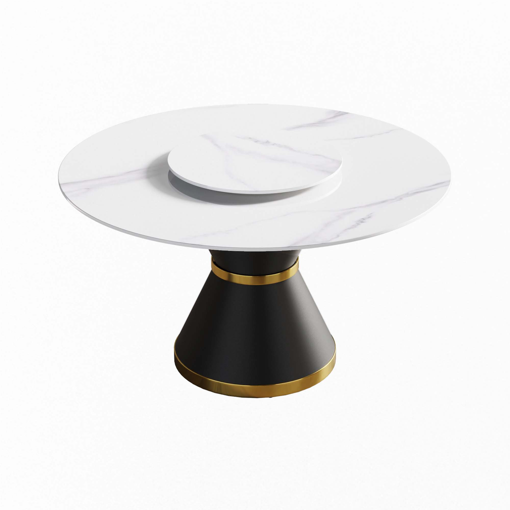 Everly Quinn 53"Artificial Stone Round Dining Table With Turntable(Only ...