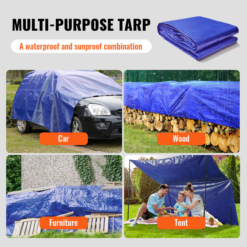 VEVOR Blue Tarp With Thickness Of 5 Mil Tent | Wayfair