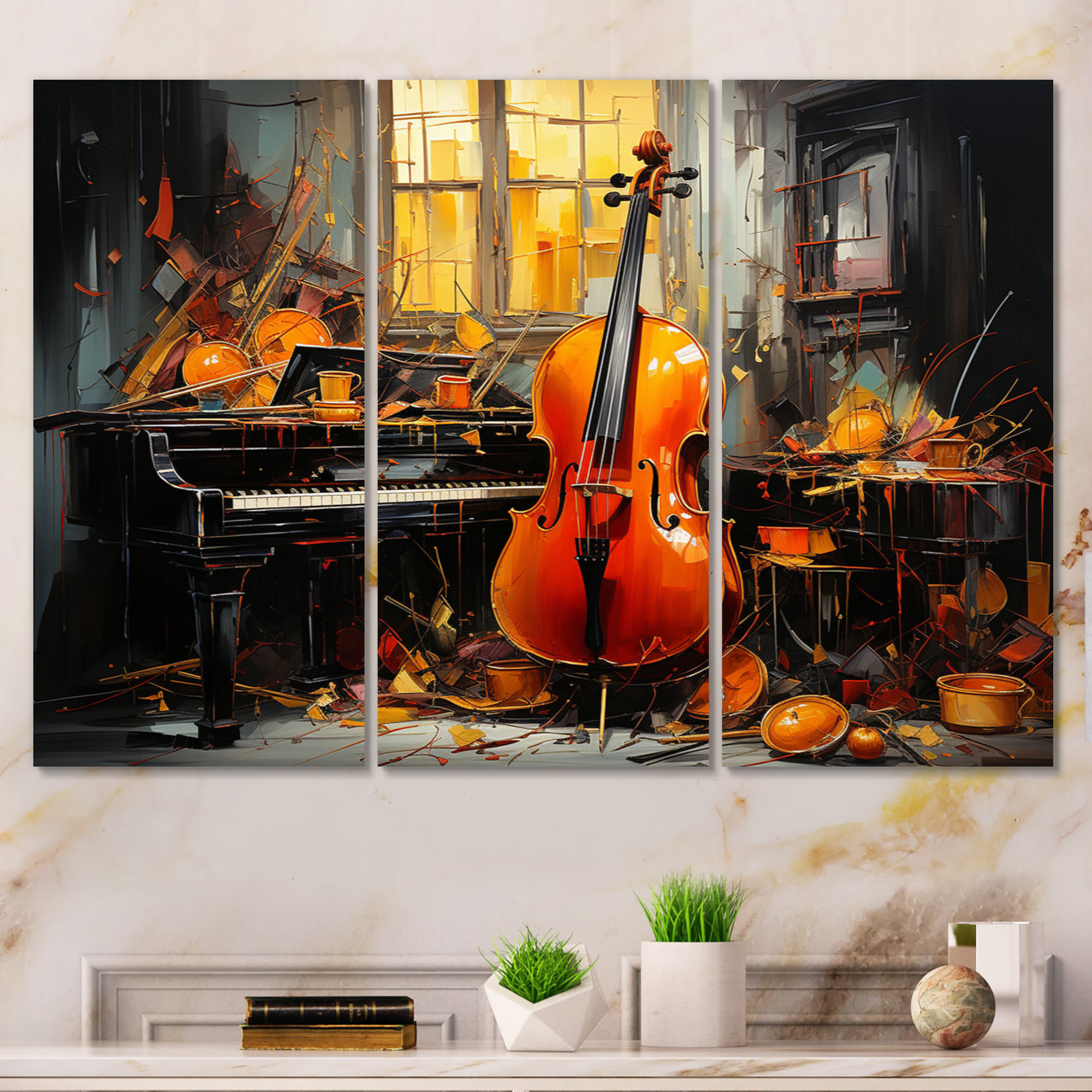 Winston Porter Sunlit Symphony II On Canvas 3 Pieces Print | Wayfair