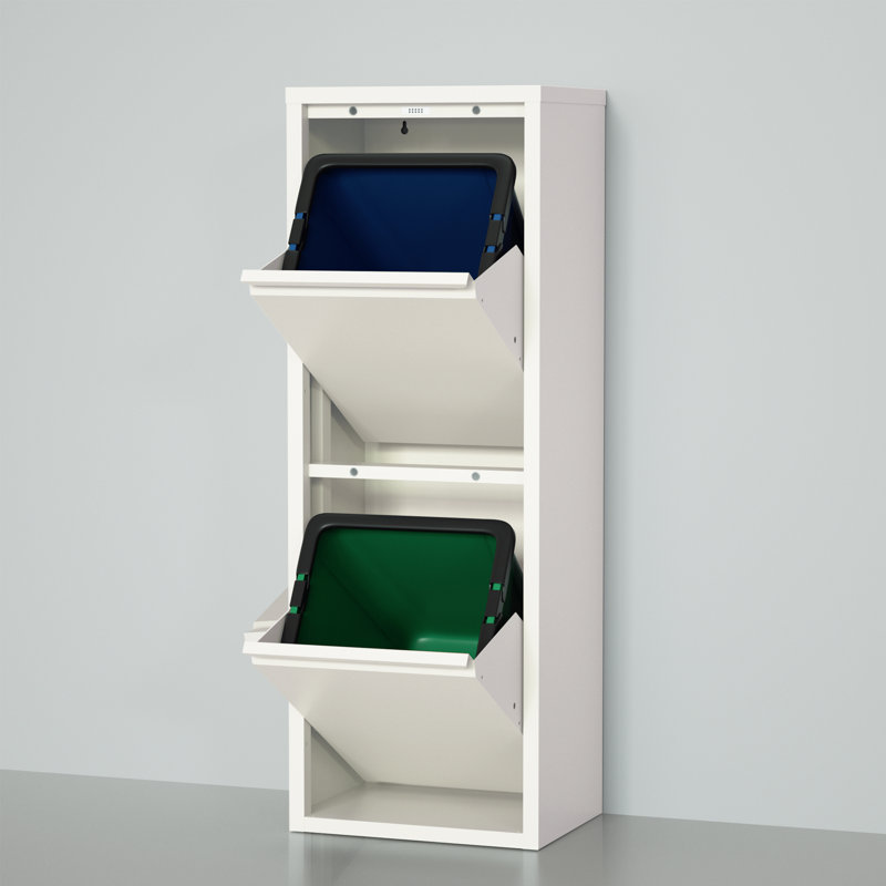 EuropeanFurniture Metal Open Multi-Compartments Trash & Recycling Bin ...