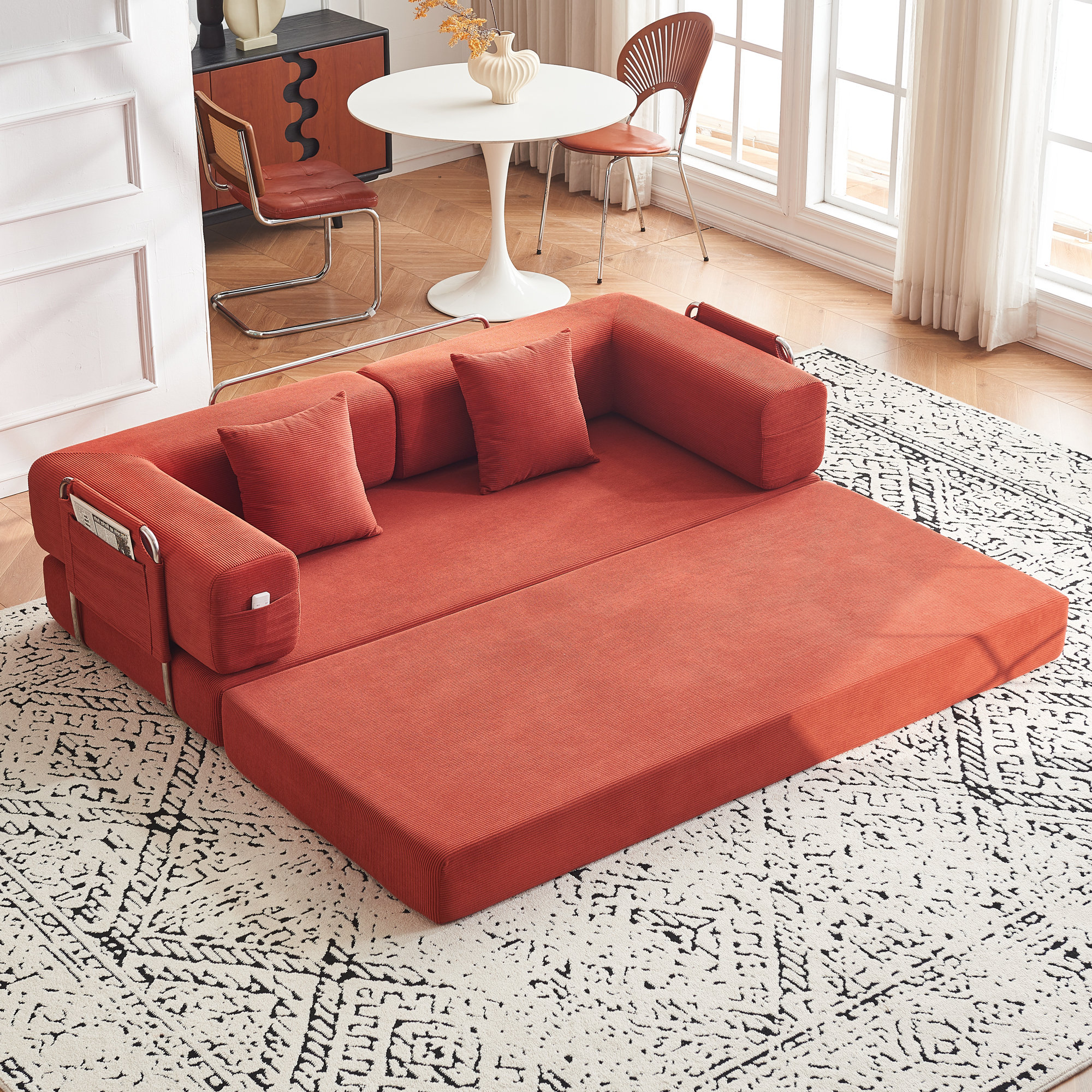 Wrought Studio™ 78.7" Large 5 In 1 Sofa Bed Convertible, No Tools ...