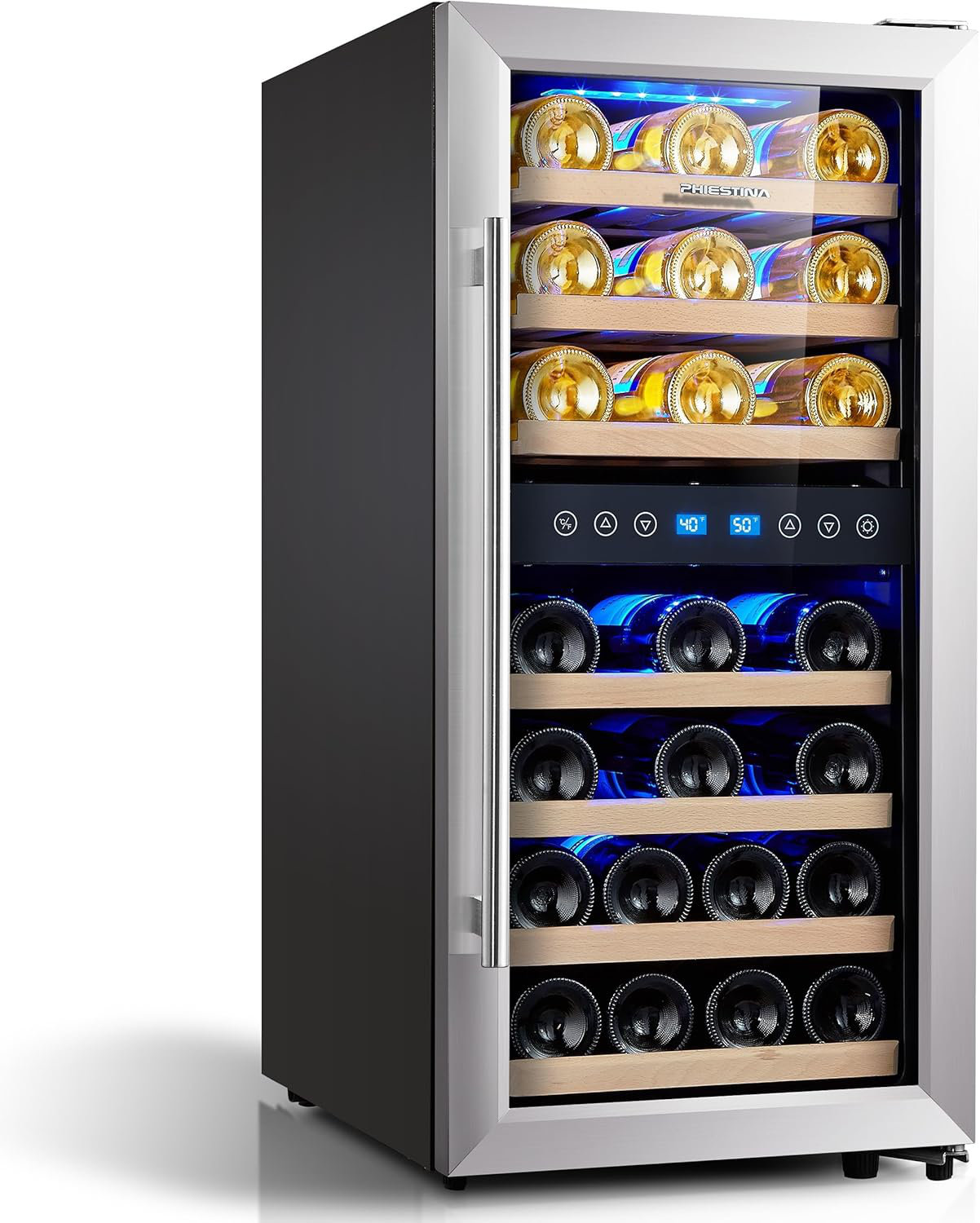 ATC CABINETS 16 Inch Wine Refrigerator 33 Bottles Dual Zone Auto ...