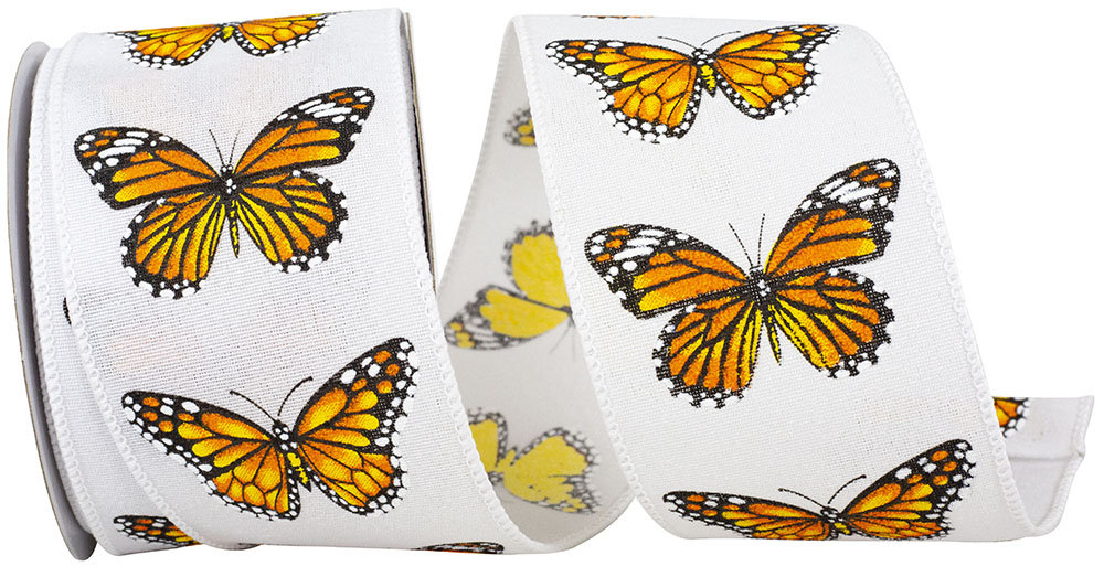 The Holiday Aisle® 2-1/2"x10yd Butterfly Monarch Print Wired Edge ...