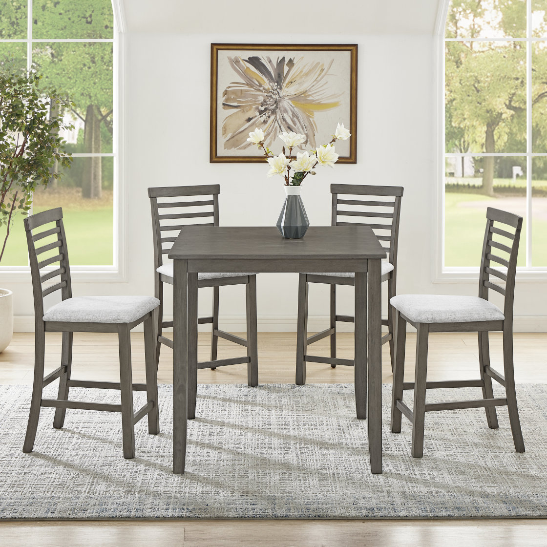 George Oliver Dining Table, Bar Table And Chairs Set, 5 Piece Dining ...