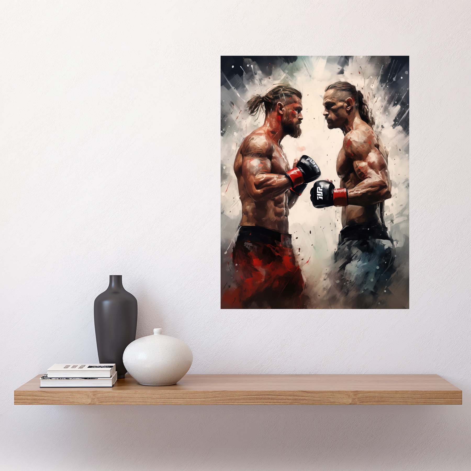 ClassicLiving Wall Art Print Cage Fight Oil Paint Artwork Combat Mixed ...