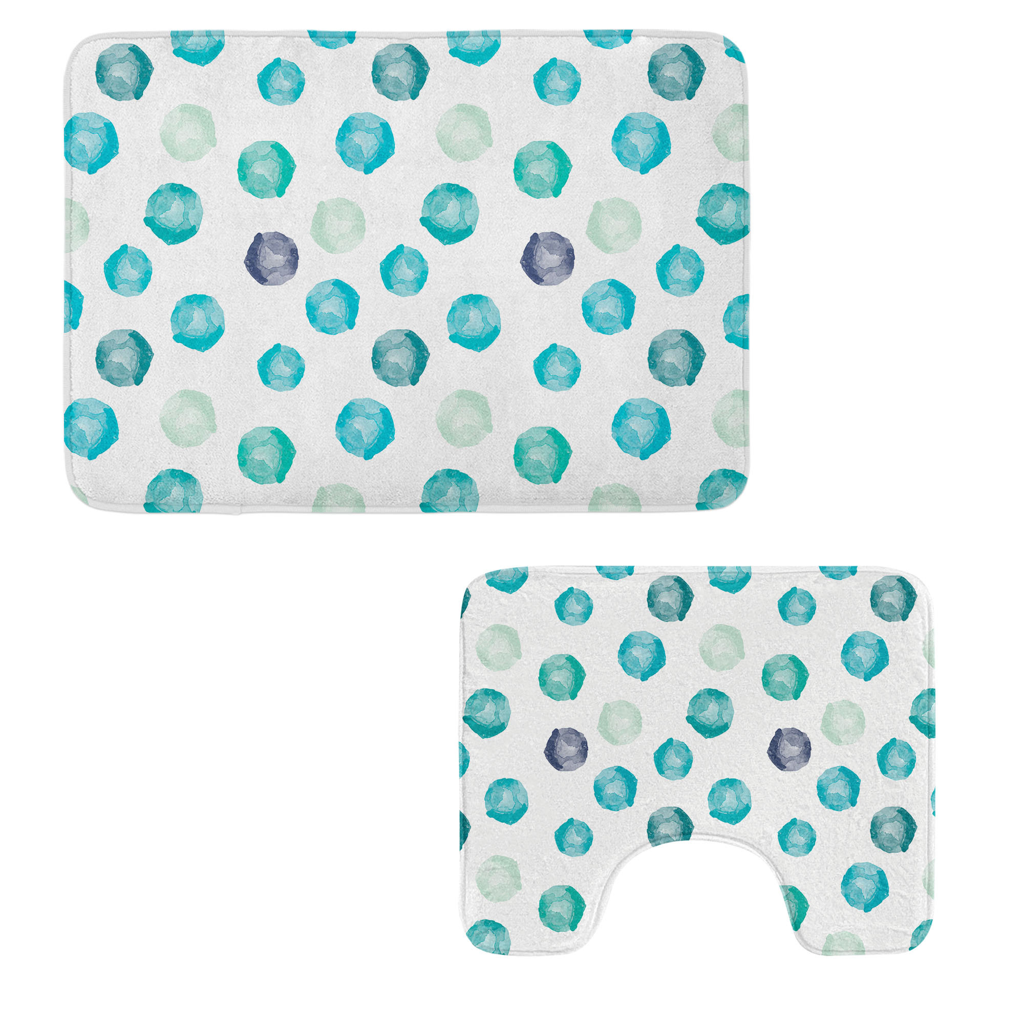 East Urban Home Aqua Bathroom Rug Set 2 Pieces Rectangle & Contour Mats ...