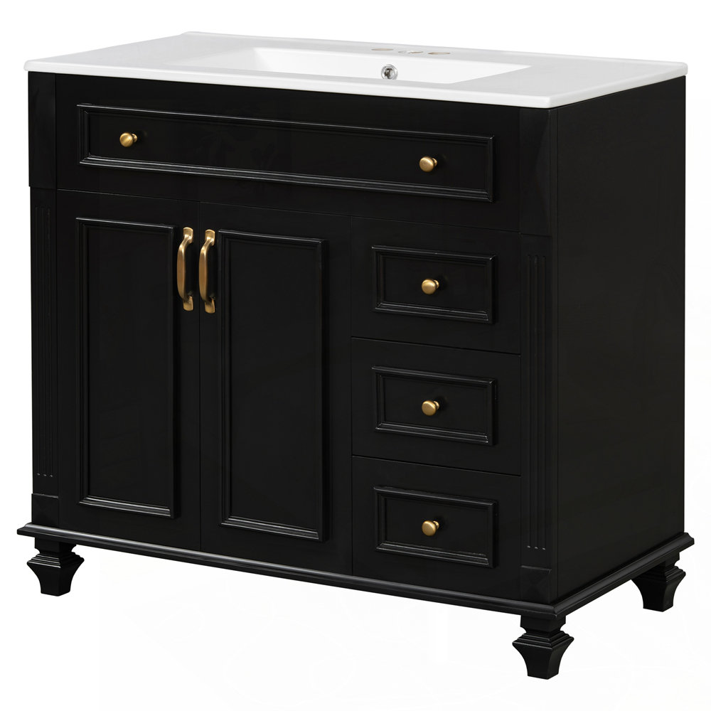 Winston Porter Elegant Bathroom Vanity with Spacious Storage and ...