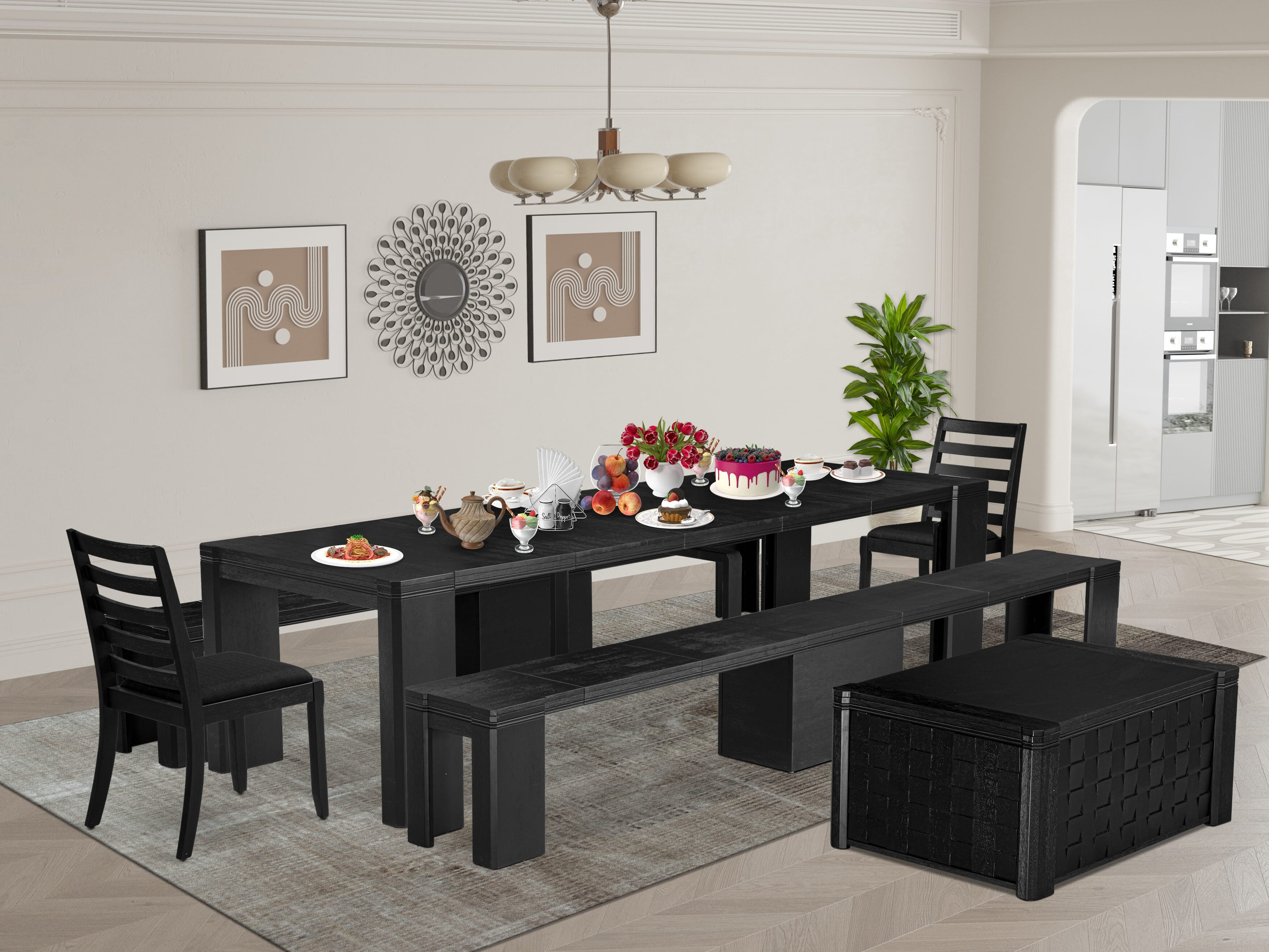 Red Barrel Studio® 6 Pieces Extendable Dining Set Includes a Xtenczar ...