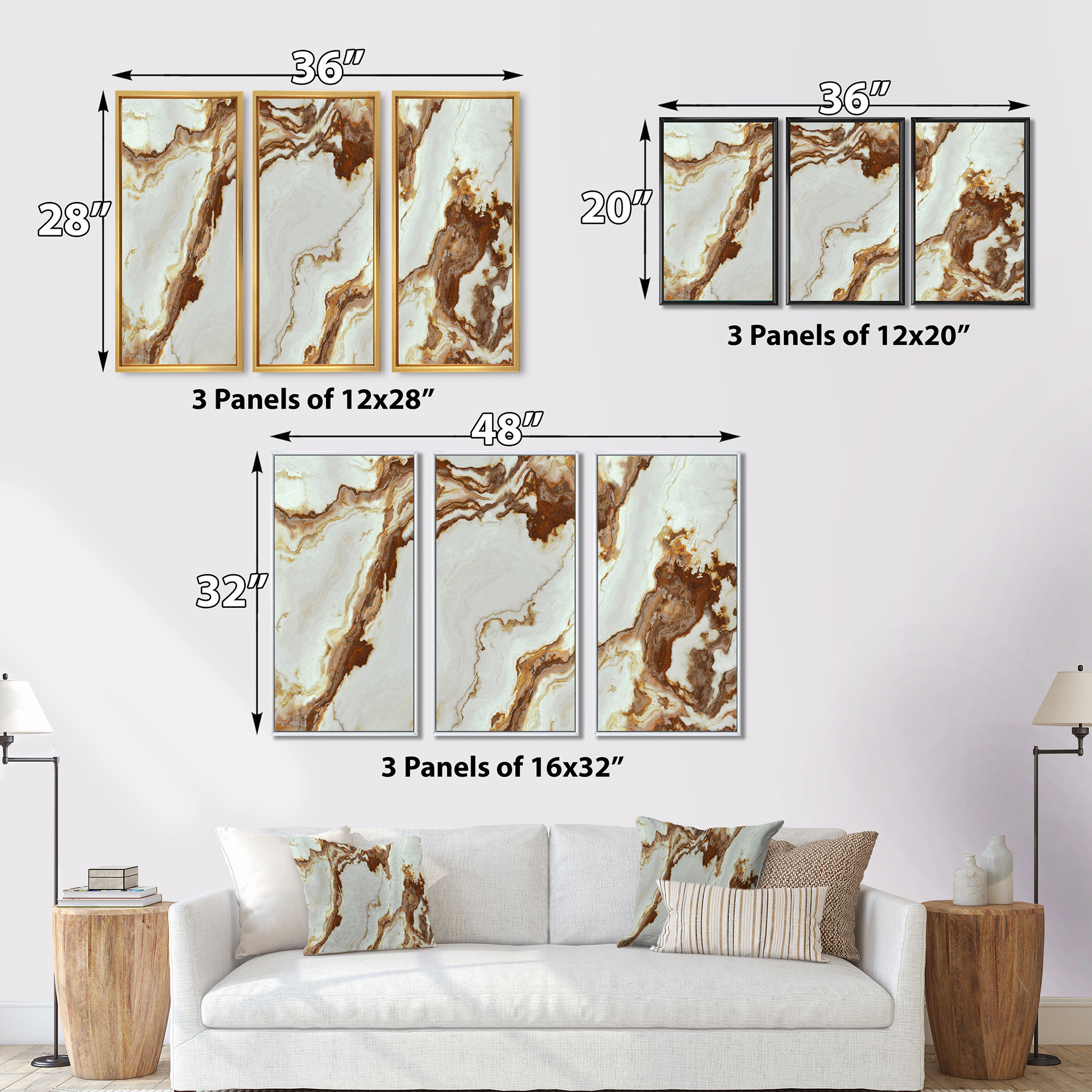 Wrought Studio™ Natural Onyx Texture - 3 Piece Floater Frame Print Set ...