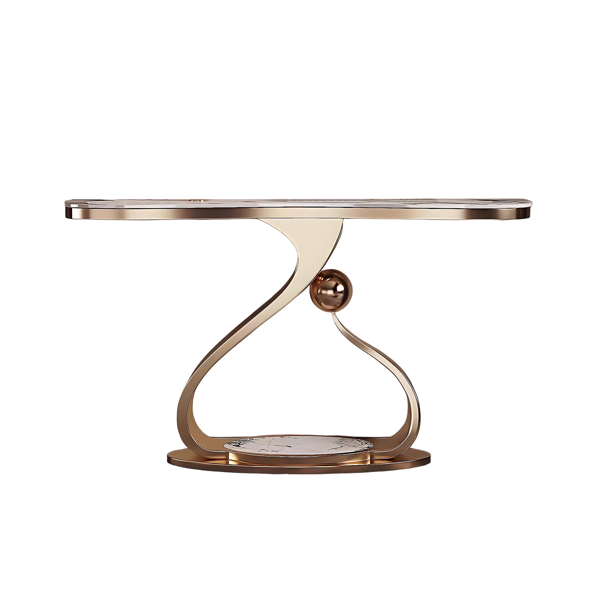 Everly Quinn Minimalist Stainless Steel Sintered Stone Entryway Table ...
