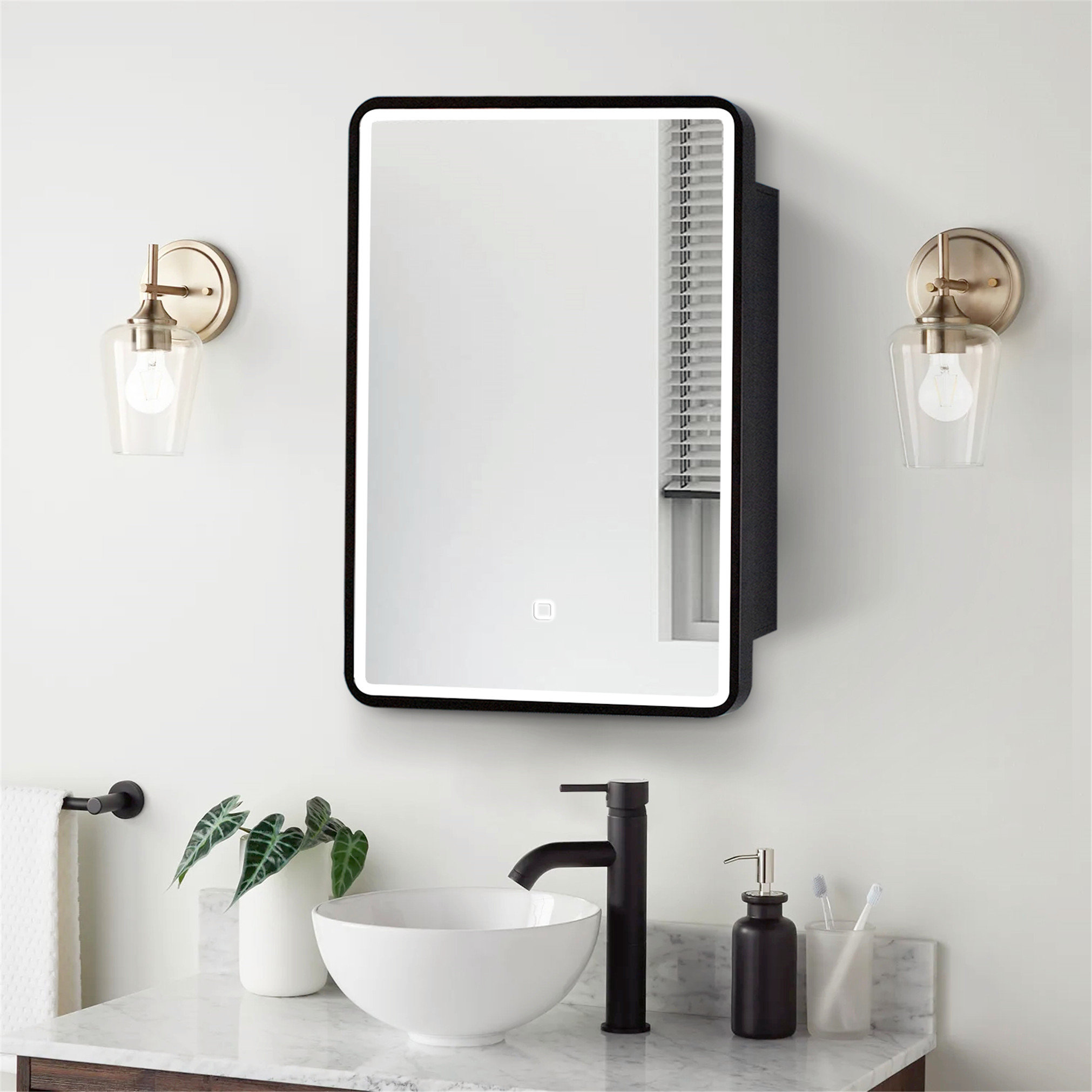Wrought Studio™ LED Wall Mount Medicine Cabinet with Anti-fog Mirror ...