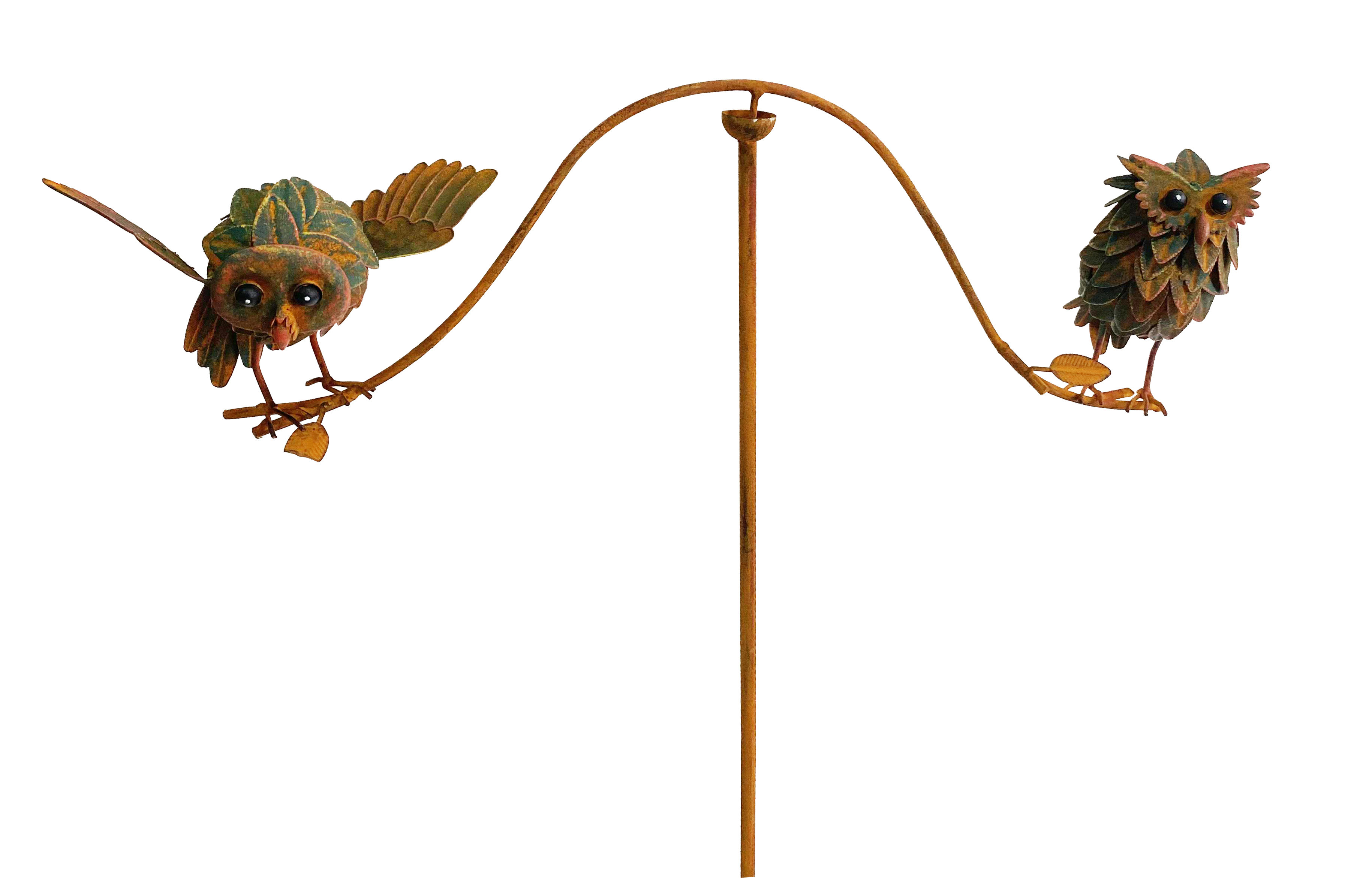 Arlmont & Co. Rustic Metal Double Owl Balancer Kinetic Spinning Rocking ...