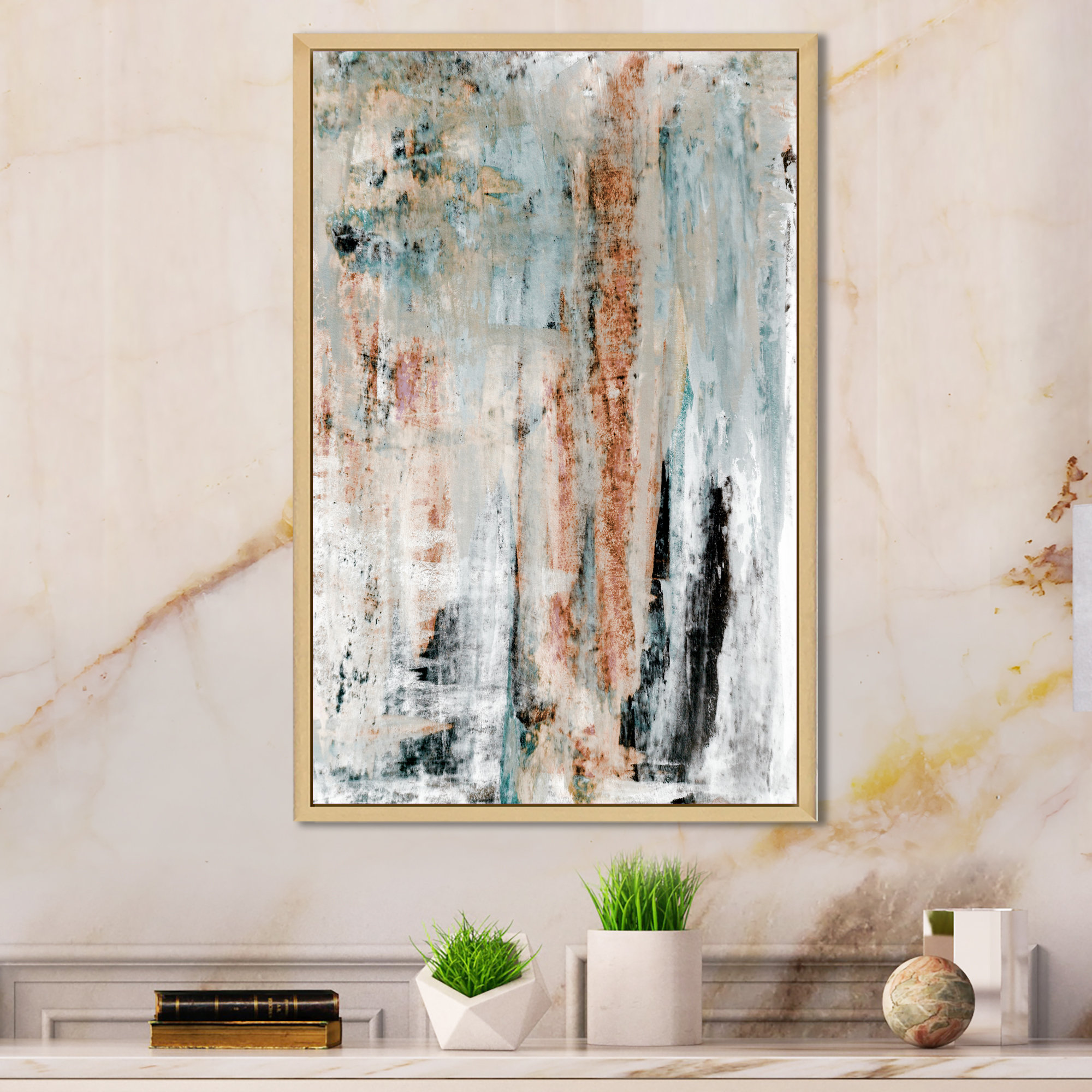17 Stories Grey Meets Beige Abstract Splash - Modern & Contemporary ...