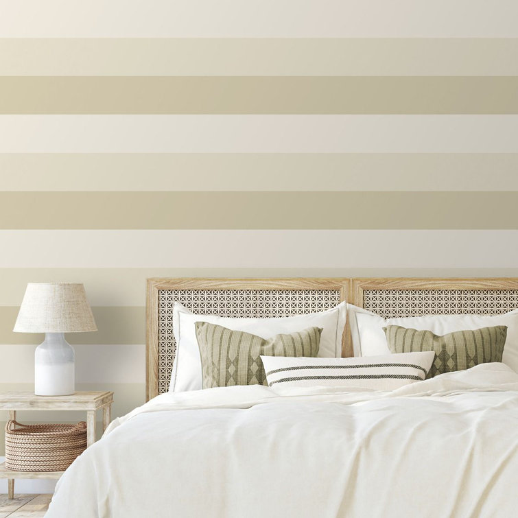 17 Stories Stripe Textured 10m x 53cm Matte Finish Wallpaper Double ...