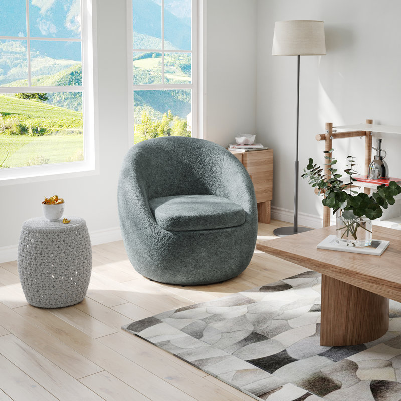 Wrought Studio Jaysaun Upholstered Swivel Barrel Chair & Reviews | Wayfair