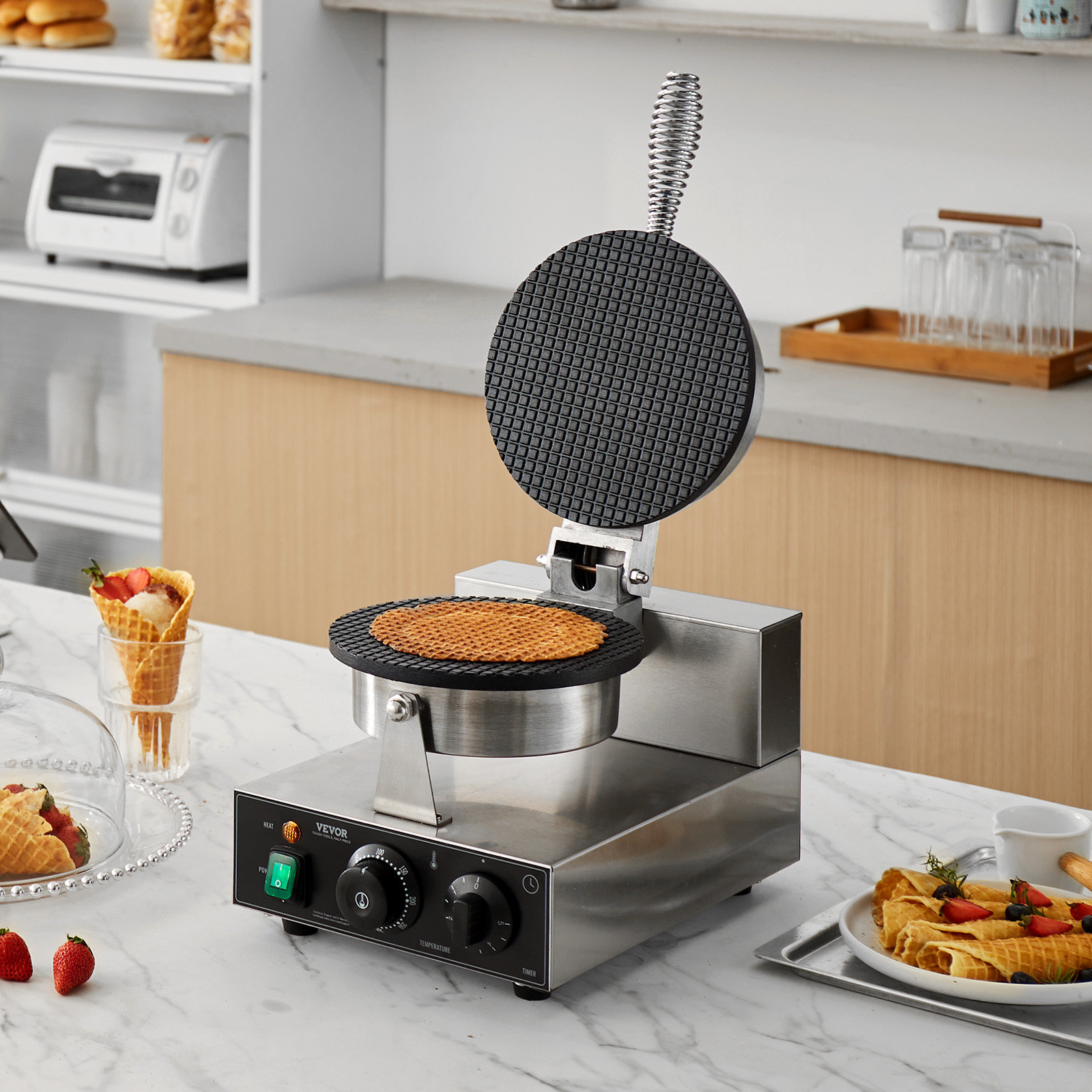 VEVOR Electric Ice Cream Cone Maker Commercial Waffle Cone Egg Roll ...