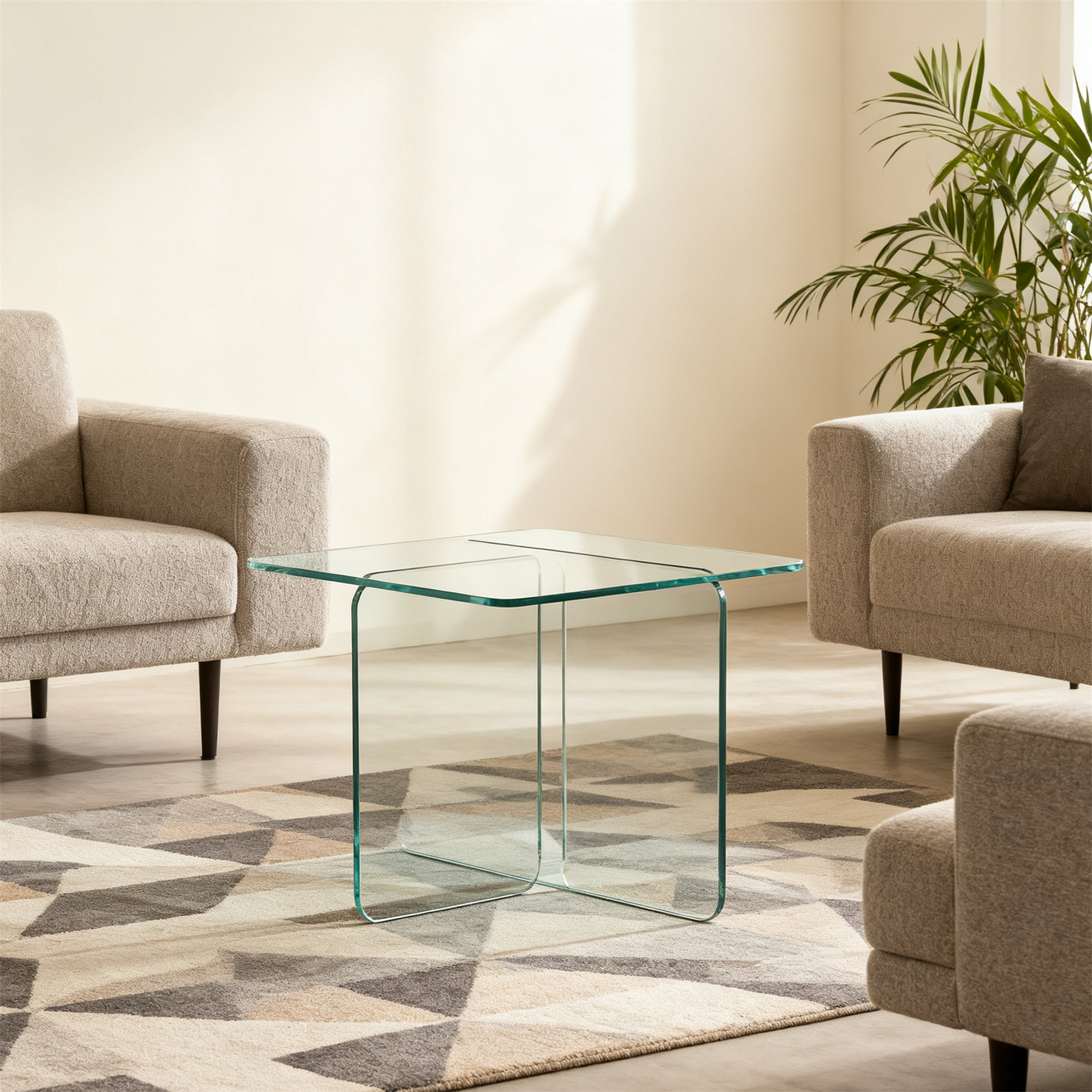 Wrought Studio Tempered Glass Side Table, Versatile Use, Waterproof And ...