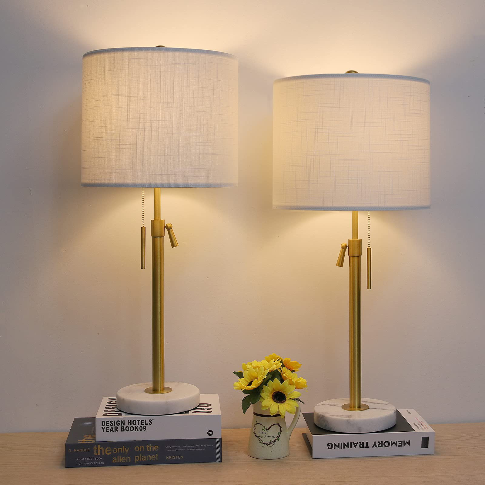 Everly Quinn Adjustable Height Modern Table Lamps Set Of 2, 3-Way ...