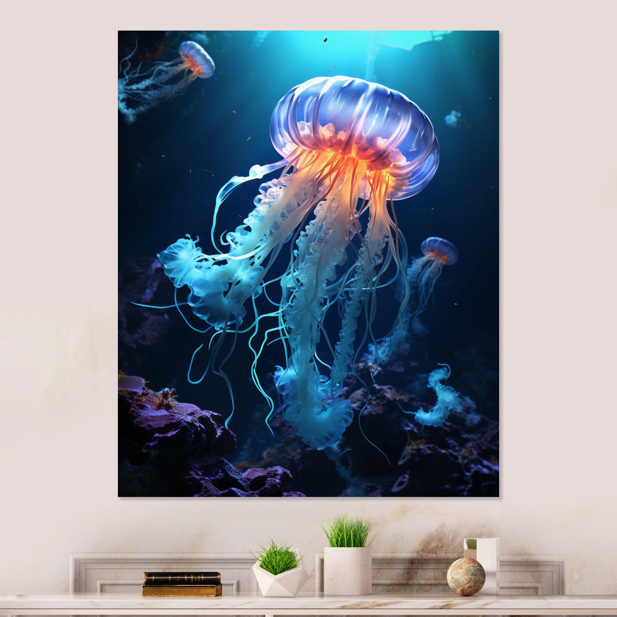 Highland Dunes Jellyfish Luminescent Beauty I - Jellyfish Metal Wall ...