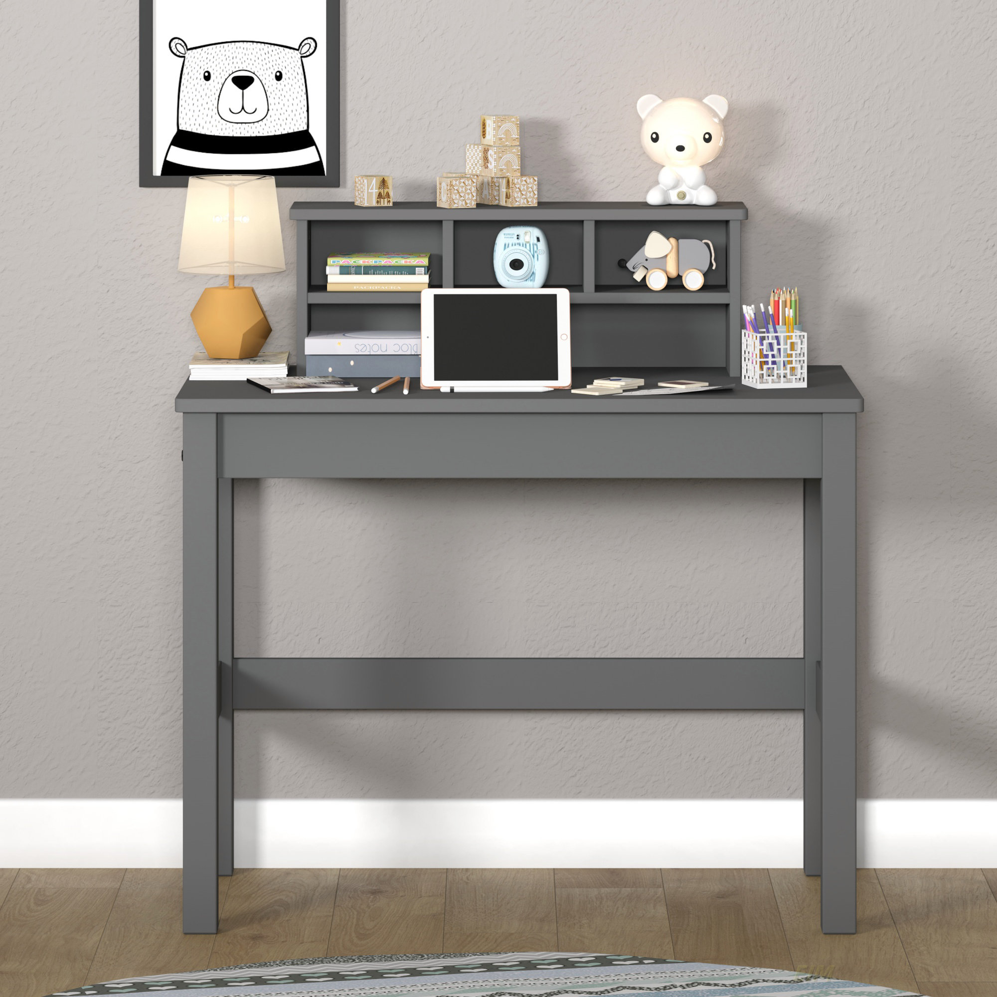 17 Stories Logan Gray Finish Writing Desk | Wayfair