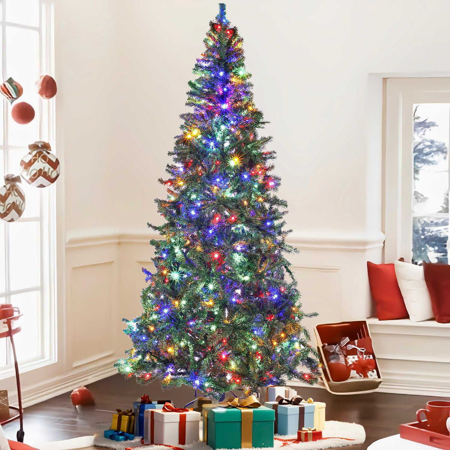 The Holiday Aisle® 7.5Ft Artificial Christmas Tree with Clear Lights ...