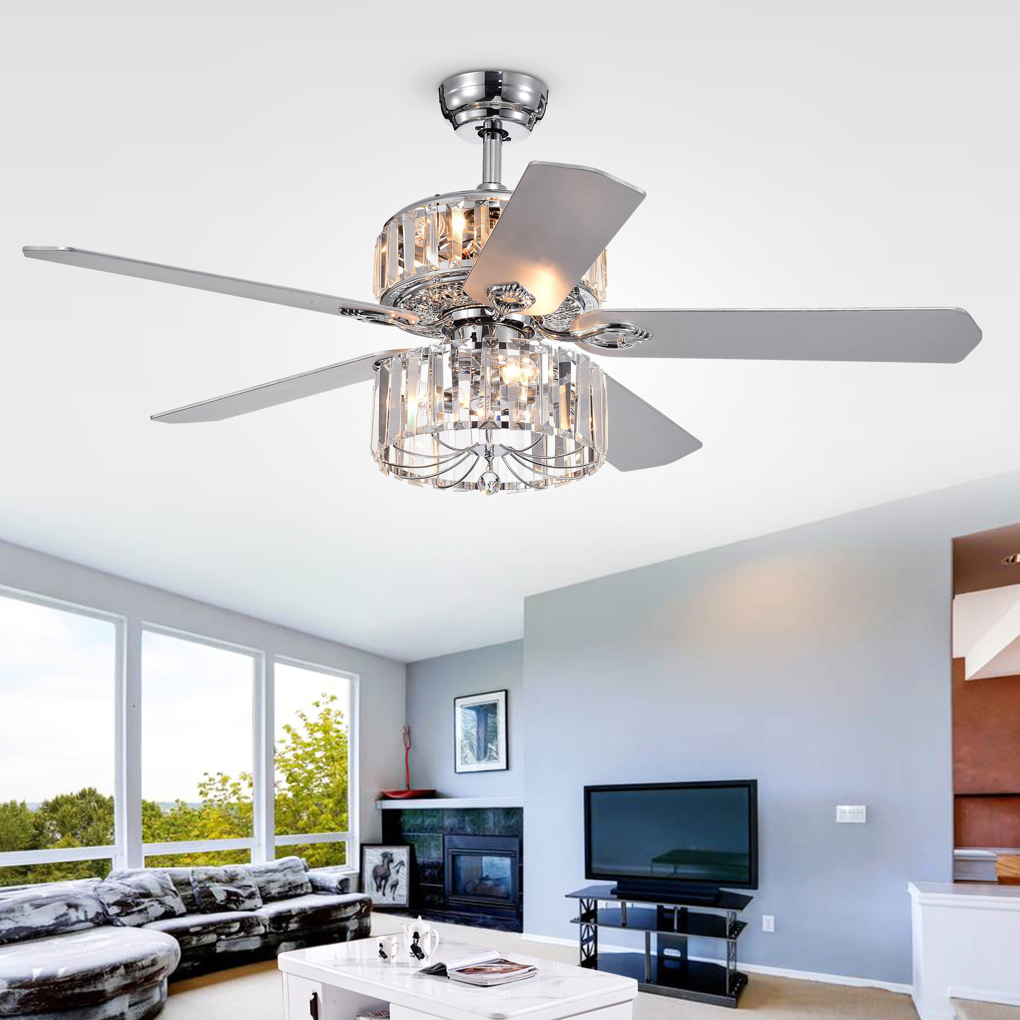 House of Hampton® 52" Giono 5 - Blade Crystal Ceiling Fan with Remote ...