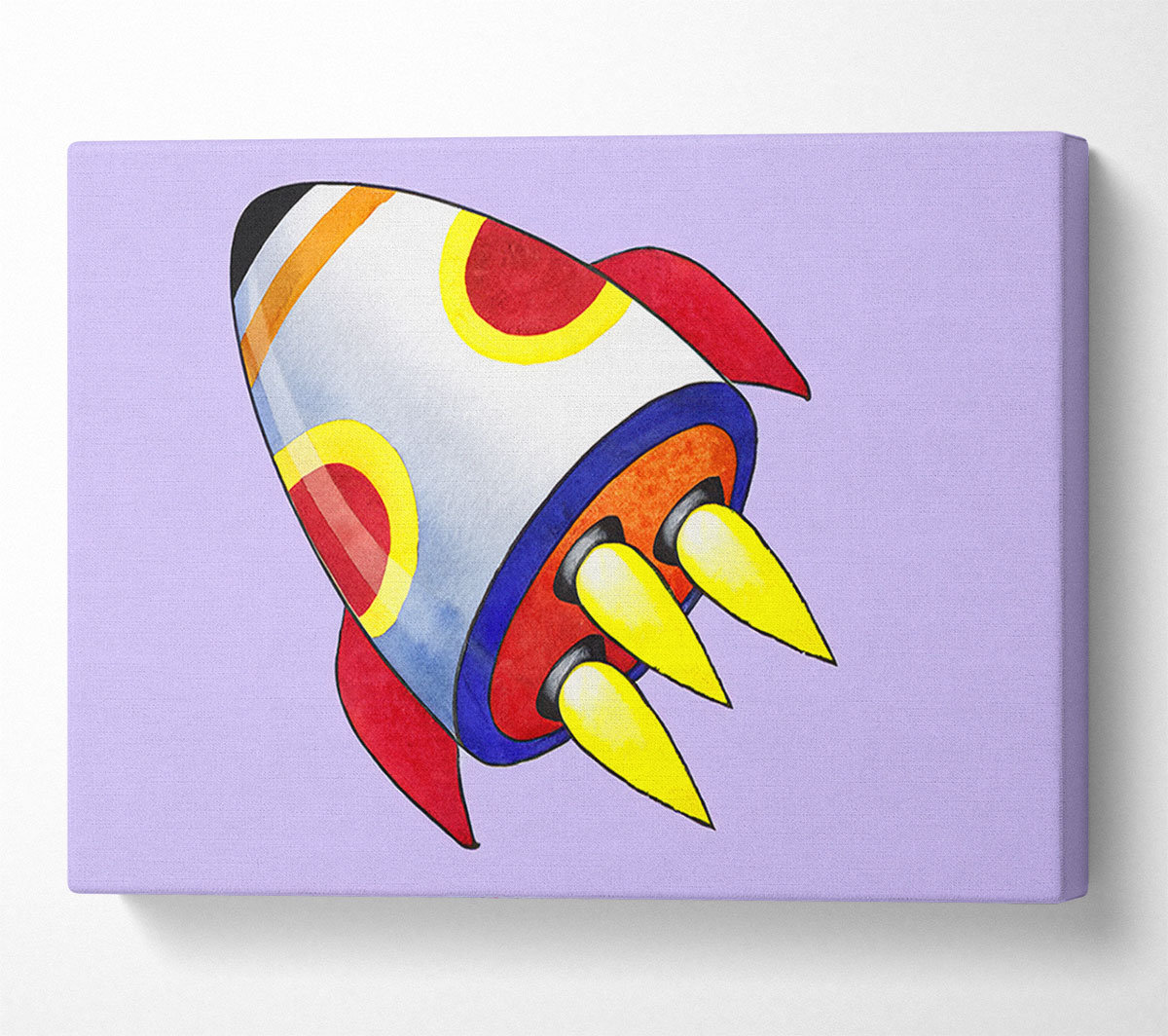Latitude Run Flying Rocket Ship Lilac - Print | Wayfair.co.uk