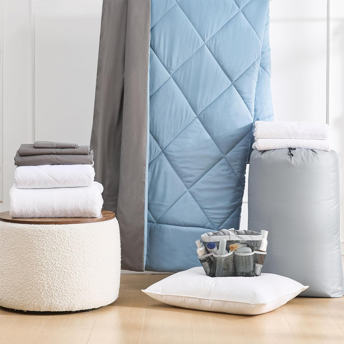 DormCo Packs 8 Piece Starter College Dorm Reversible Bedding Package ...