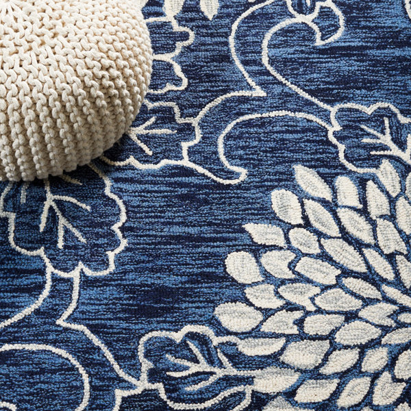 Charlton Home® Abrea Handmade Hand Tufted Wool Navy/Ivory Rug & Reviews ...