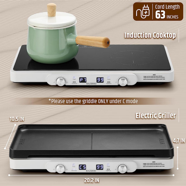 Razorri Electric Induction Cooktop, Removable Cast Iron Griddle Pan Non ...