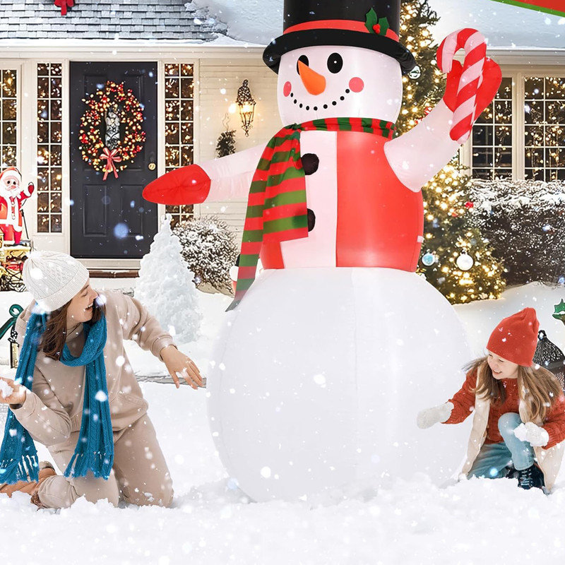 The Holiday Aisle® 8 FT Christmas Inflatable Snowman Outdoor ...